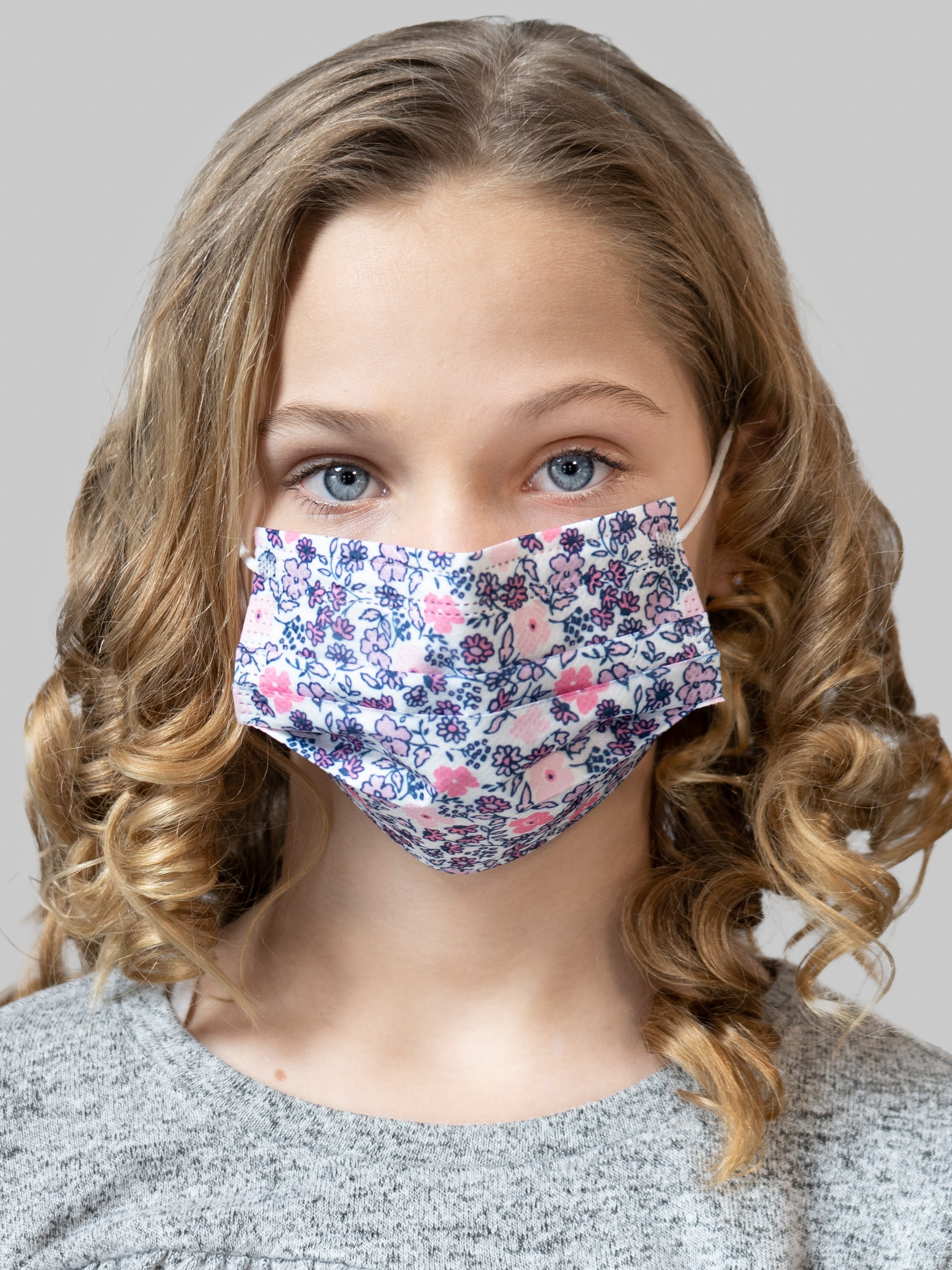 Laura Ashley Kids 3-Ply Disposable Face Masks Pink and Purple Floral T ...