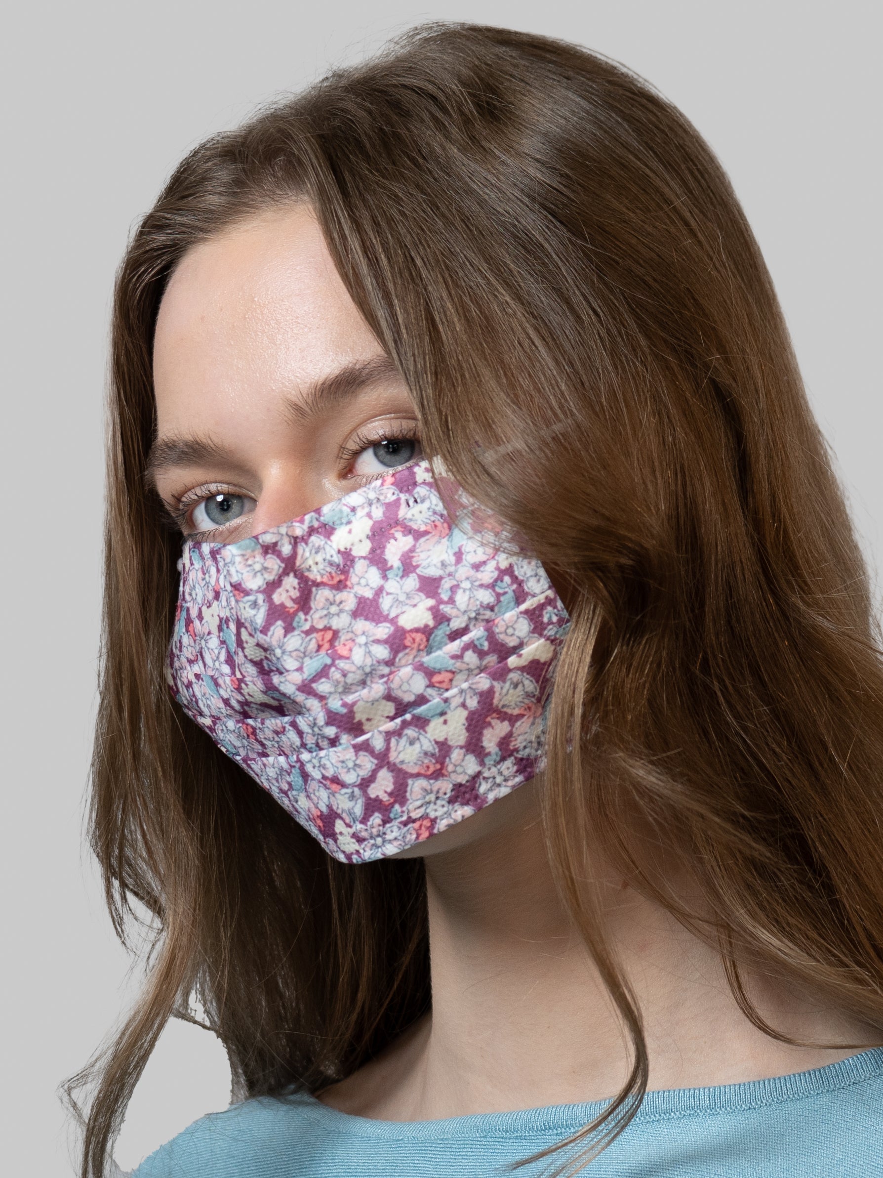 Laura Ashley 3-Ply Disposable Face Masks Bryony Rose and Denim Solid T ...