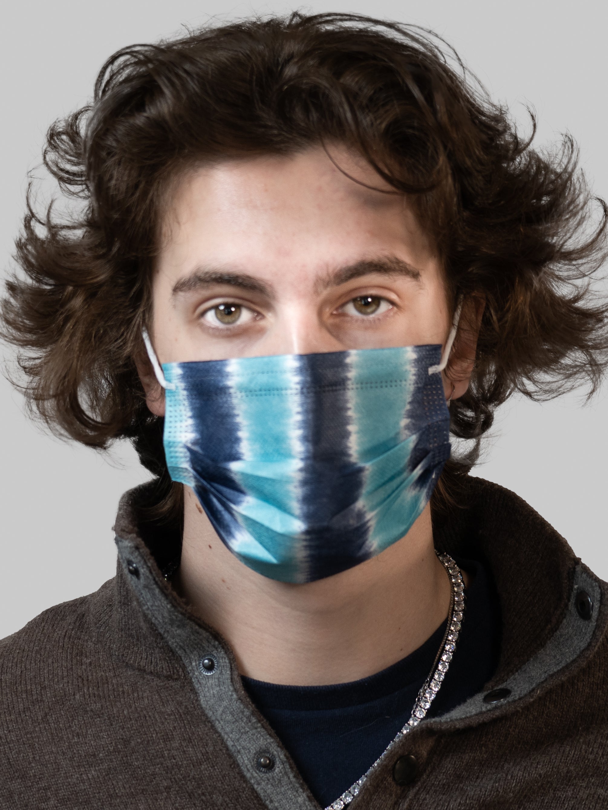 Nautica 3-Ply Disposable Face Masks Tie Dye Stripe and Navy Solid Trav ...